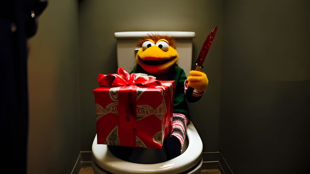 AI-Generated Psyphic Muppet Sitting on Toilet with Christmas Present ...