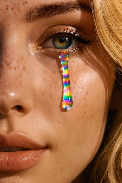 AI-Generated Hyper-Realistic Close-Up Portrait, Rainbow Tear, Cinematic ...