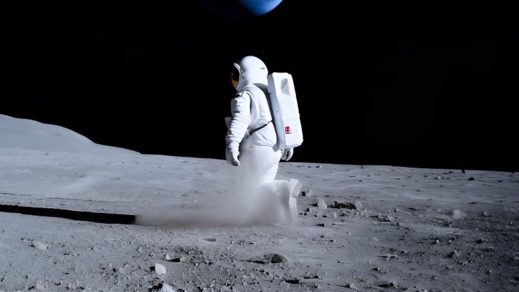 AI-Generated Spaceman Dancing on Moon & Lunar Landscape Images/Videos ...