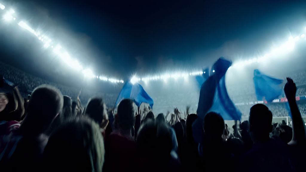 AI-Generated Football Stadium Celebration, Cinematic Night Scenes ...